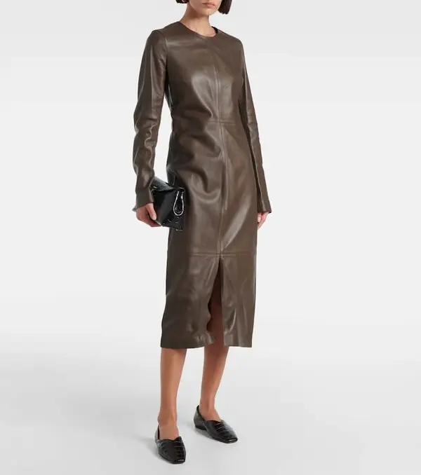 TOTEME Paneled Leather Midi Dress