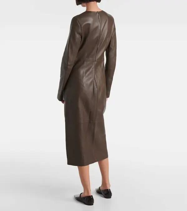 TOTEME Paneled Leather Midi Dress