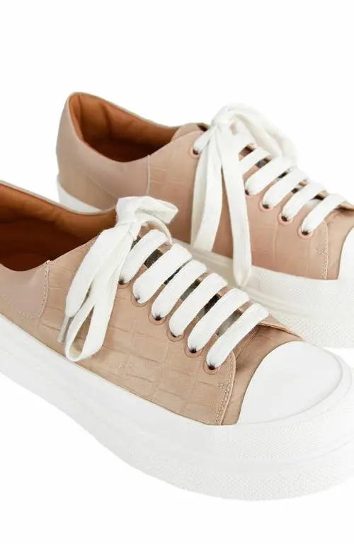 BELLE & BLOOM Croc Leather Sneaker - Blush