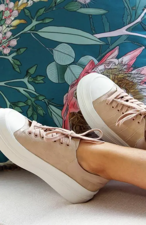 BELLE & BLOOM Croc Leather Sneaker - Blush