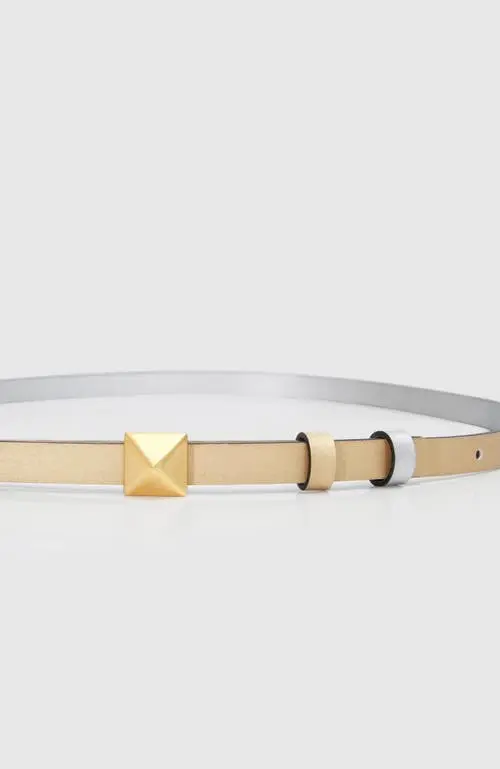 BELLE & BLOOM Cleopatra Pyramid Stud Leather Belt - Metallic