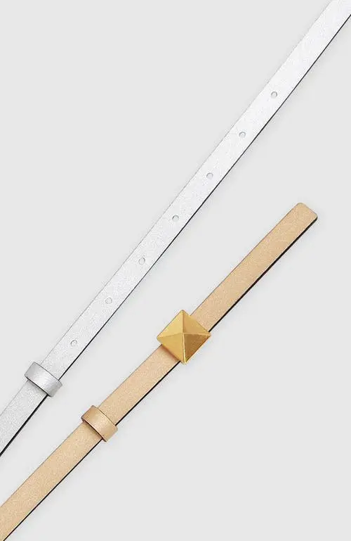 BELLE & BLOOM Cleopatra Pyramid Stud Leather Belt - Metallic