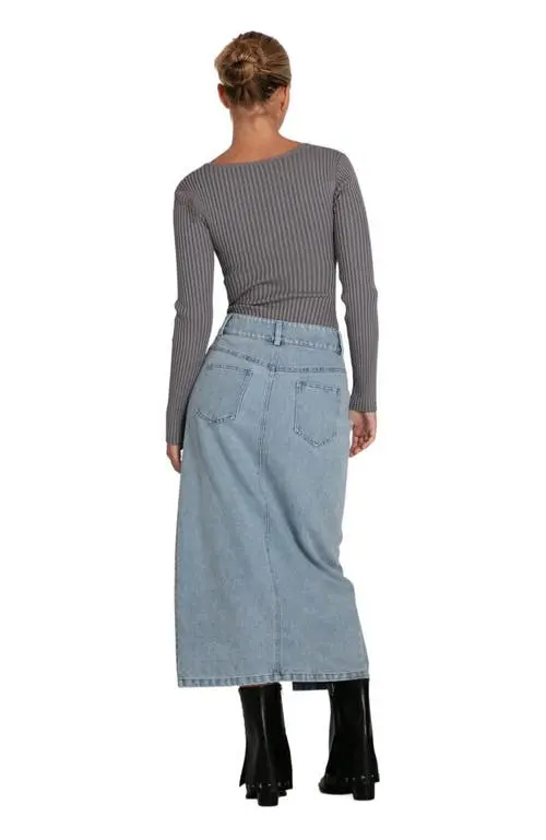 BELLE & BLOOM Denim Midi Skirt
