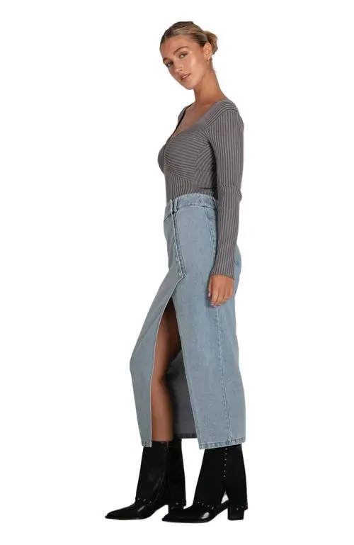 BELLE & BLOOM Denim Midi Skirt