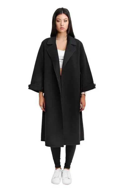 BELLE & BLOOM Oversized Wool Coat - Black