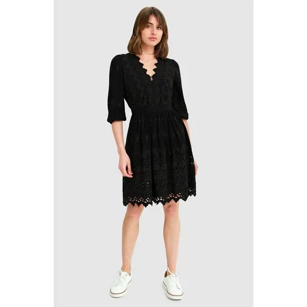 BELLE & BLOOM Sweet Talk Eyelet Mini Dress - Black