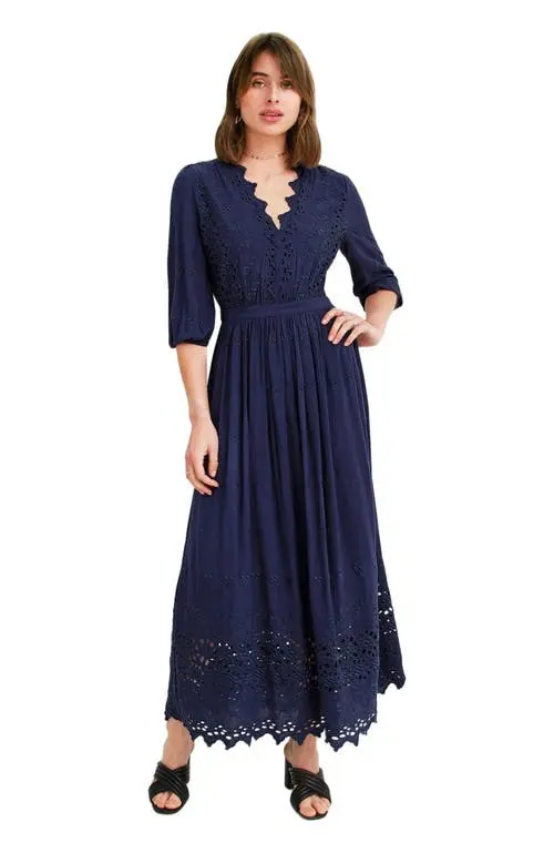 BELLE & BLOOM All Eyes On Me Midi Dress - Navy