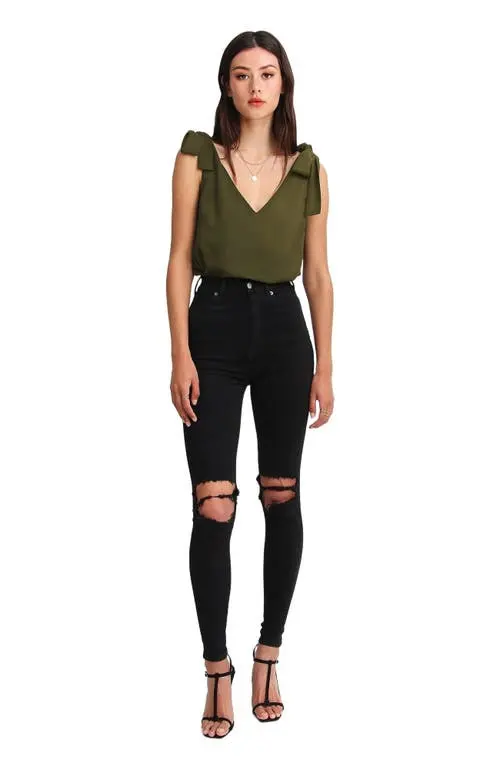 BELLE & BLOOM Feel For You V-neck Top - Military