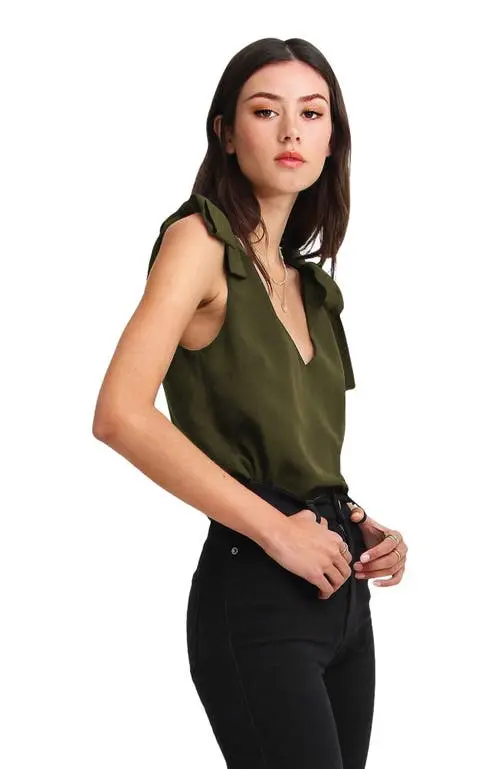 BELLE & BLOOM Feel For You V-neck Top - Military