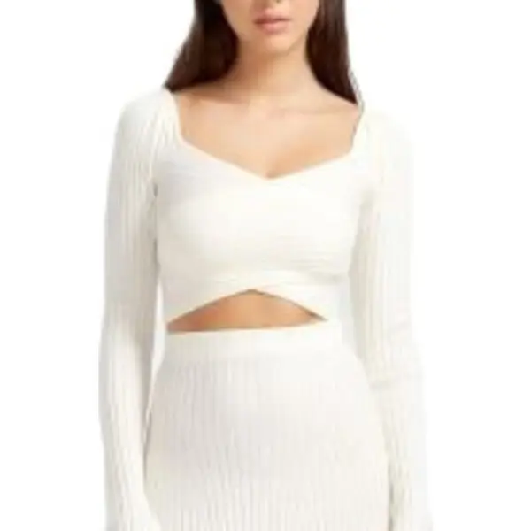 BELLE & BLOOM Forget Me Not Knit Crop - Cream