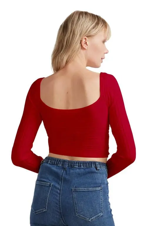 BELLE & BLOOM Forget Me Not Knit Crop - Red