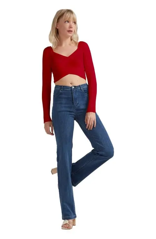 BELLE & BLOOM Forget Me Not Knit Crop - Red