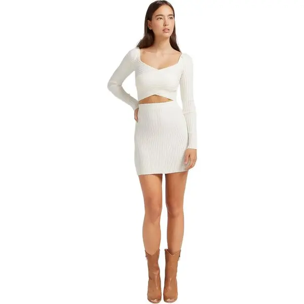 BELLE & BLOOM C'est Belle Knit Mini Skirt - Cream