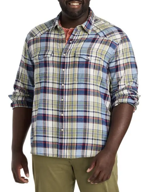 Lucky Brand Big & Tall Indigo Plaid Western Sport Shirt - Multi