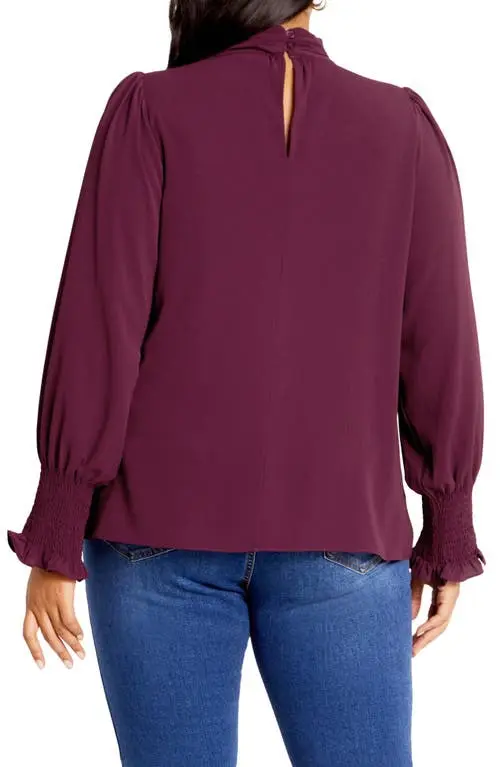 City Chic Iris Keyhole Blouse - Plum