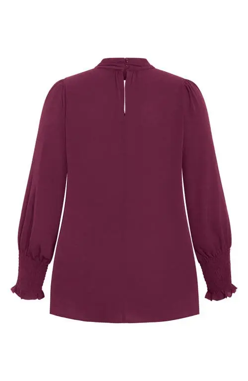 City Chic Iris Keyhole Blouse - Plum