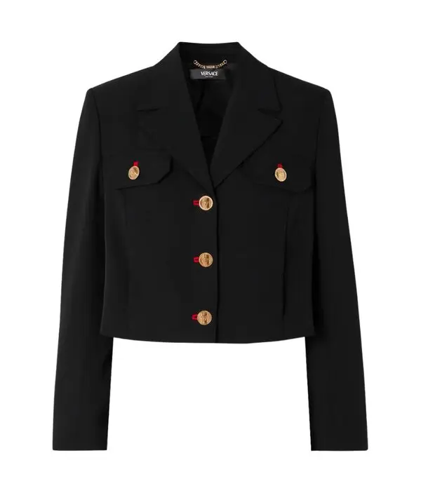 Versace Cropped Wool-gabardine Jacket