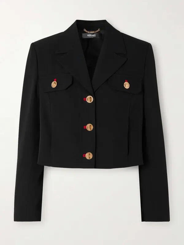 Versace Cropped Wool-gabardine Jacket