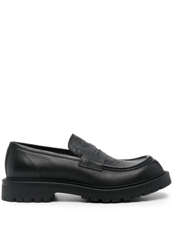 Gucci Gg Leather Loafers - Black