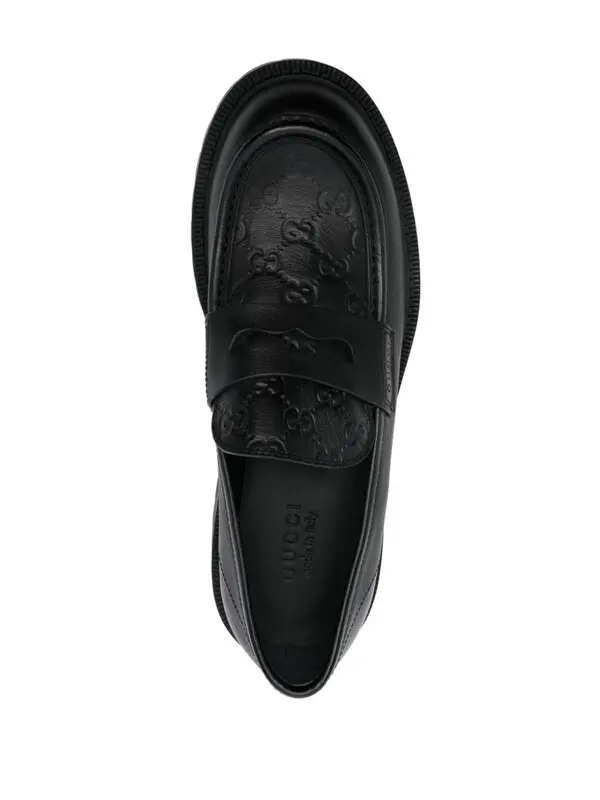 Gucci Gg Leather Loafers - Black