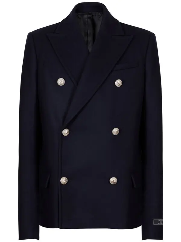 Balmain Double-breasted Coat - Blue