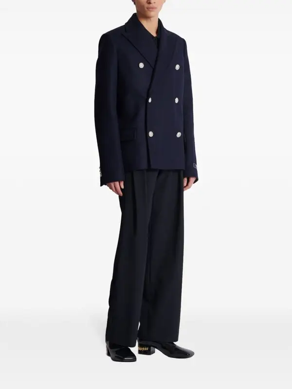 Balmain Double-breasted Coat - Blue