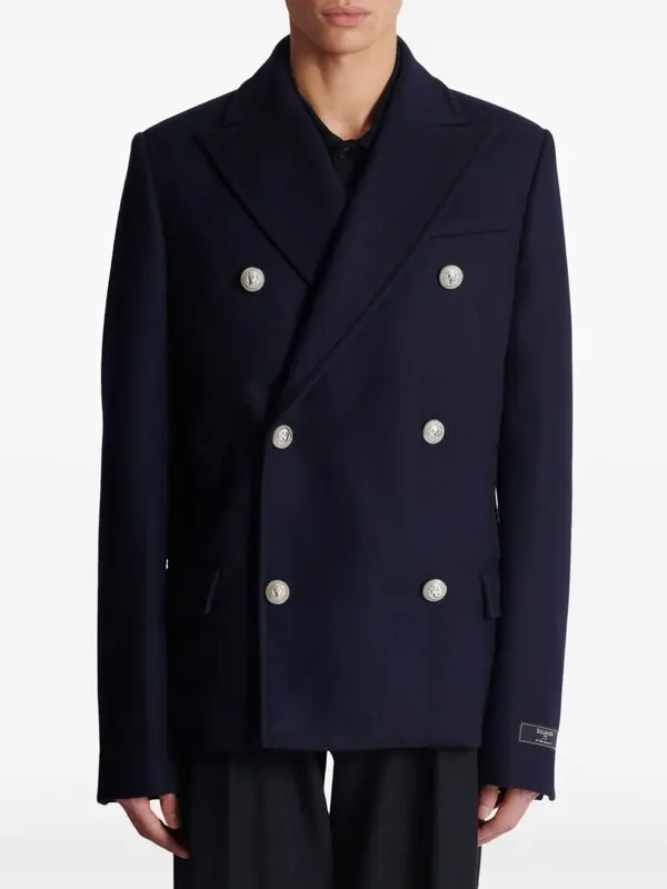 Balmain Double-breasted Coat - Blue