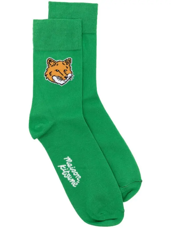 Maison Kitsuné Fox Head Ankle Socks - Green