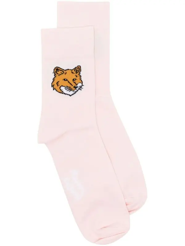 Maison Kitsuné Fox Head Socks - Pink