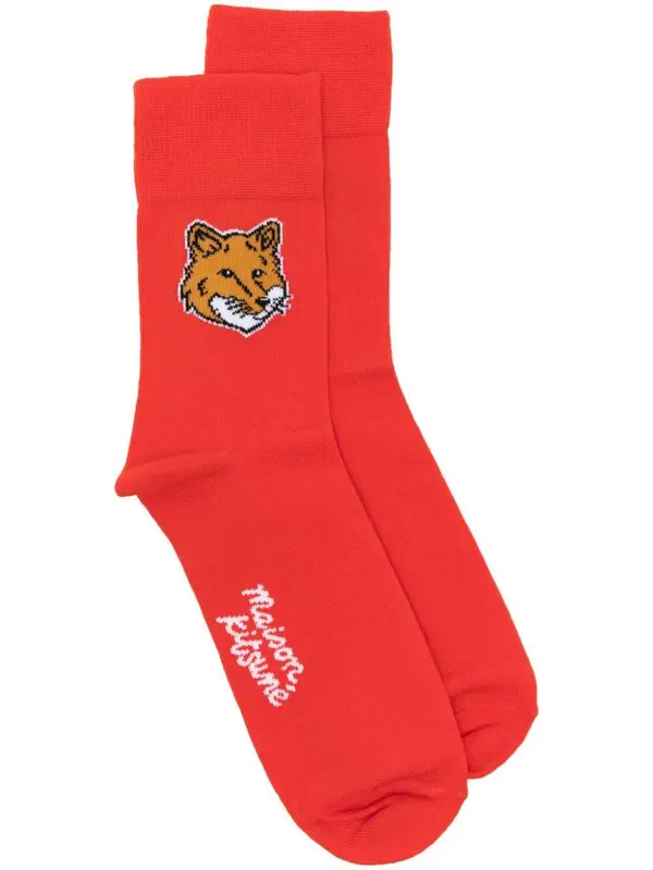 Maison Kitsuné Fox Head Ankle Socks - Orange