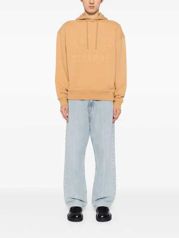 Maison Kitsuné Logo-embroidered Cotton Hoodie - Brown