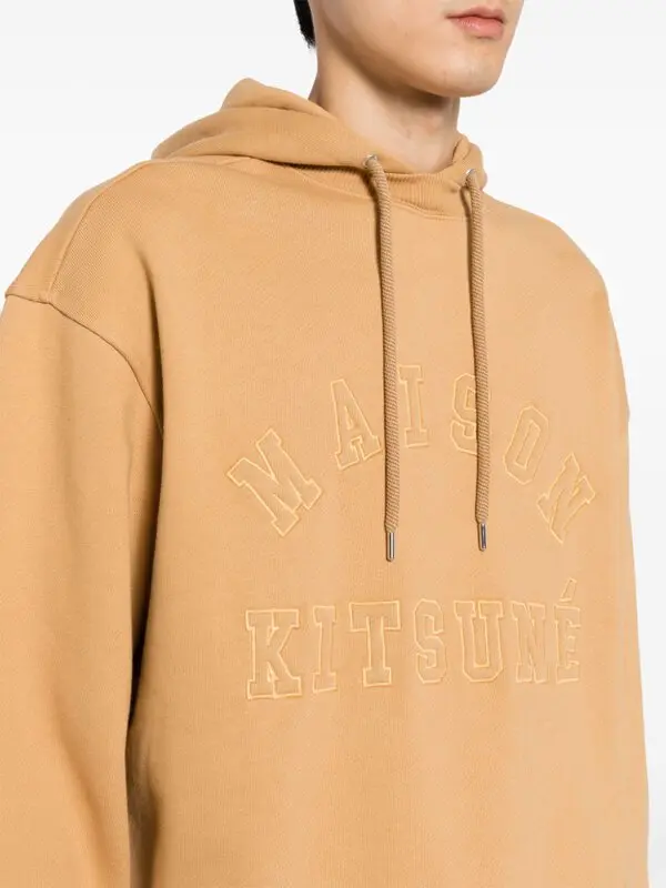 Maison Kitsuné Logo-embroidered Cotton Hoodie - Brown