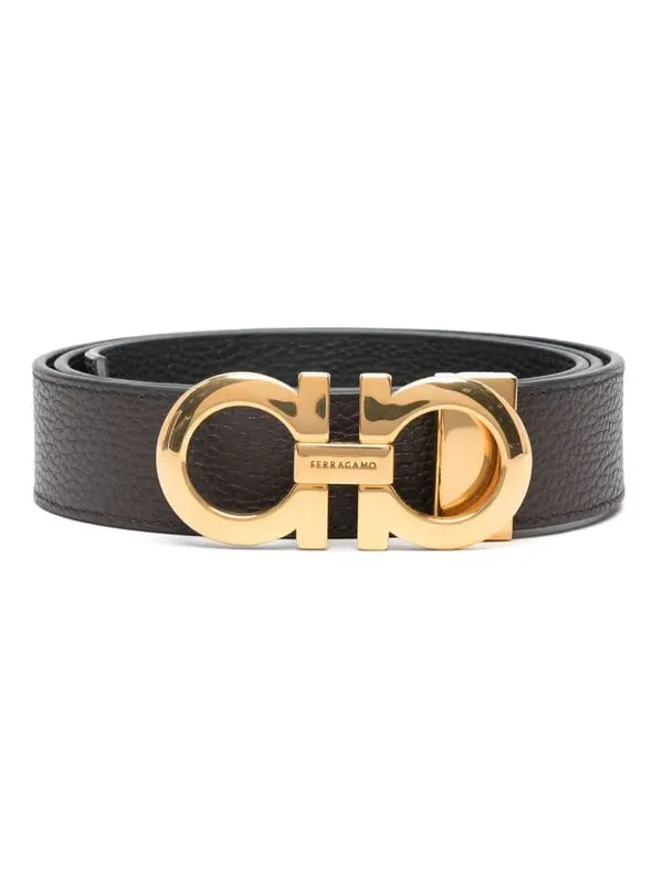 FERRAGAMO Reversible Gancini Belt - Black