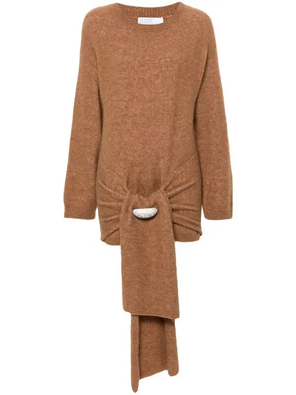 Giuseppe Di Morabito Brooch-detail Mini Dress - Brown