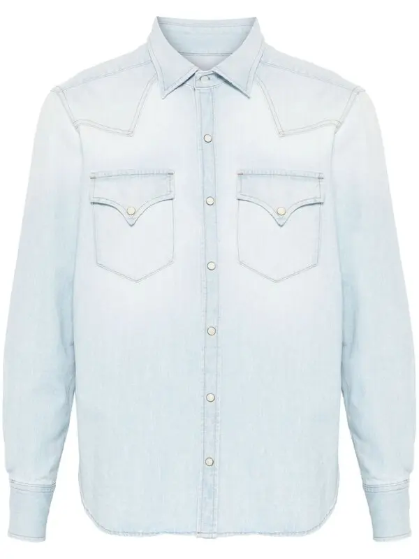 FORTELA Classic-collar Denim Shirt - Blue