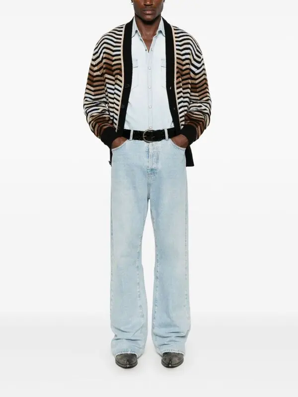 FORTELA Classic-collar Denim Shirt - Blue