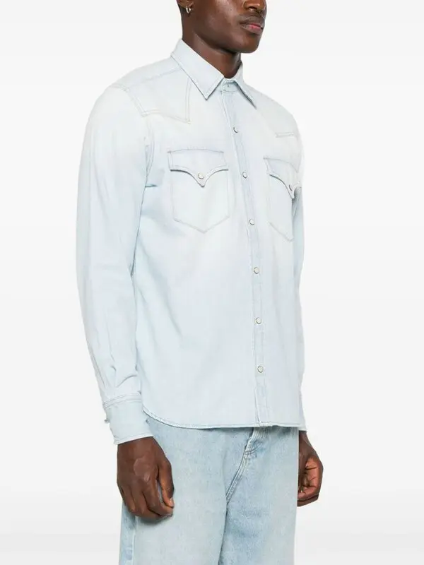 FORTELA Classic-collar Denim Shirt - Blue