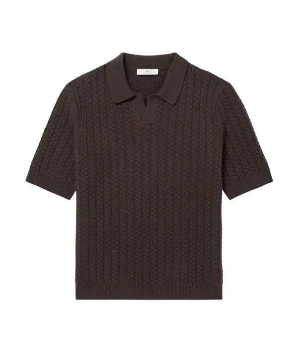 Mr P. Cable-knit Wool Polo Shirt