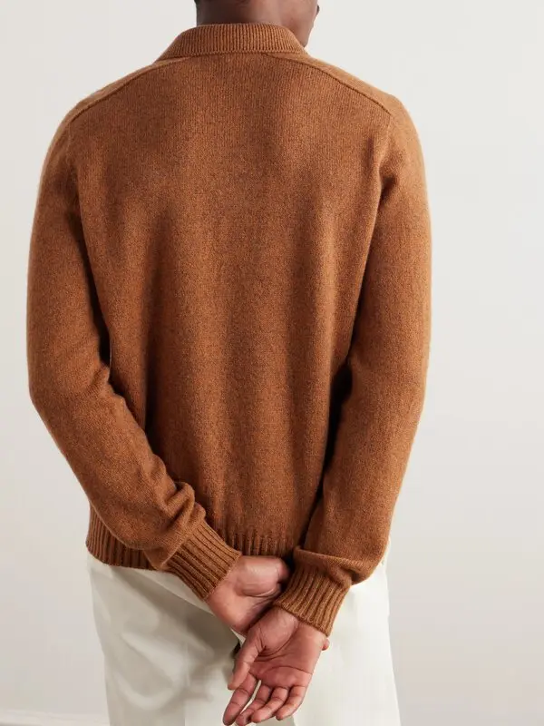 Loro Piana Virgin Wool Polo Sweater - Orange