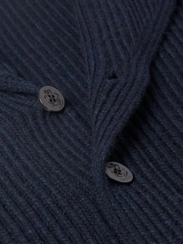 Loro Piana Shawl-collar Ribbed Wool Cardigan