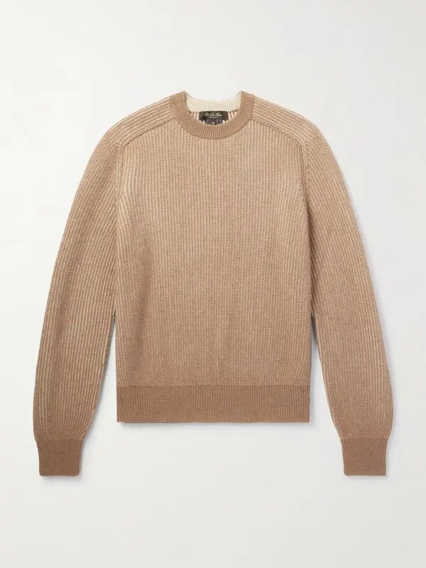 Loro Piana Col D'olen Waffle-knit Camel Hair Sweater