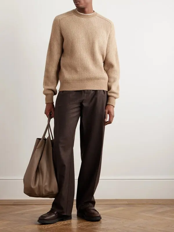 Loro Piana Col D'olen Waffle-knit Camel Hair Sweater