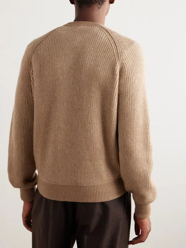 Loro Piana Col D'olen Waffle-knit Camel Hair Sweater