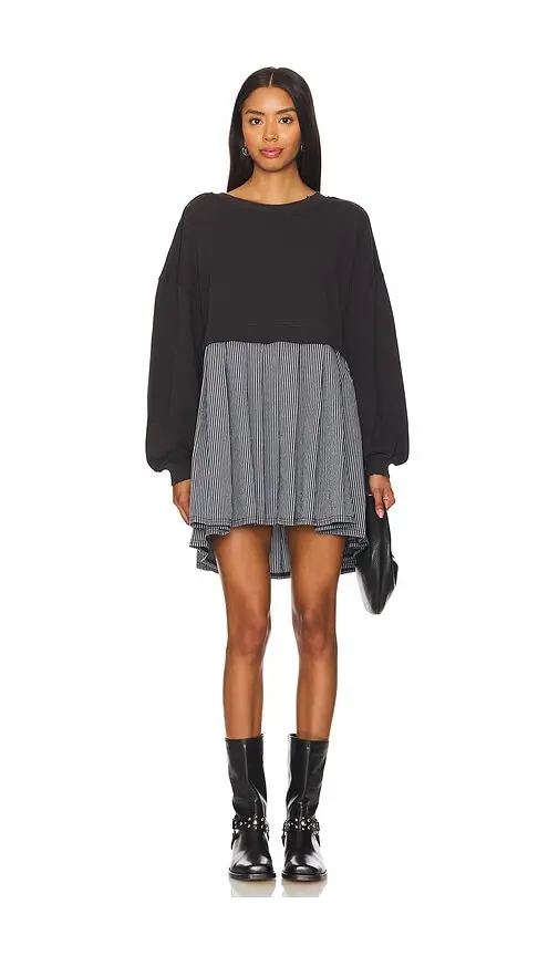 Free People Eleanor Striped Dress In Washed Black Combo - 55% Off |  Editorialist