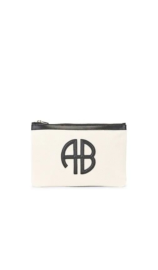 ANINE BING Lili Pouch - Natural Canvas & Black