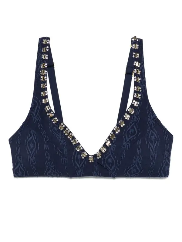 TWINSET Embossed Triangle Bikini Top - Blue