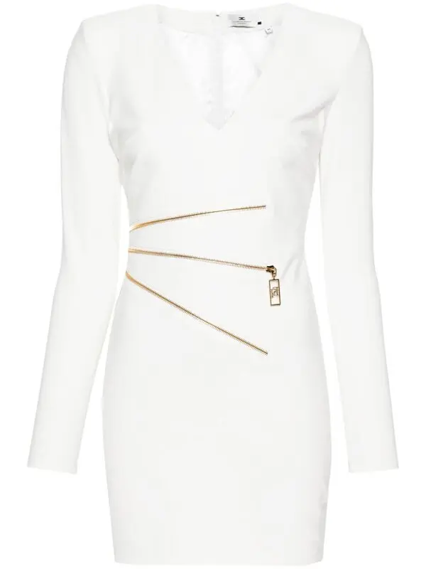 Elisabetta Franchi Zip-detailed Mini Dress - White