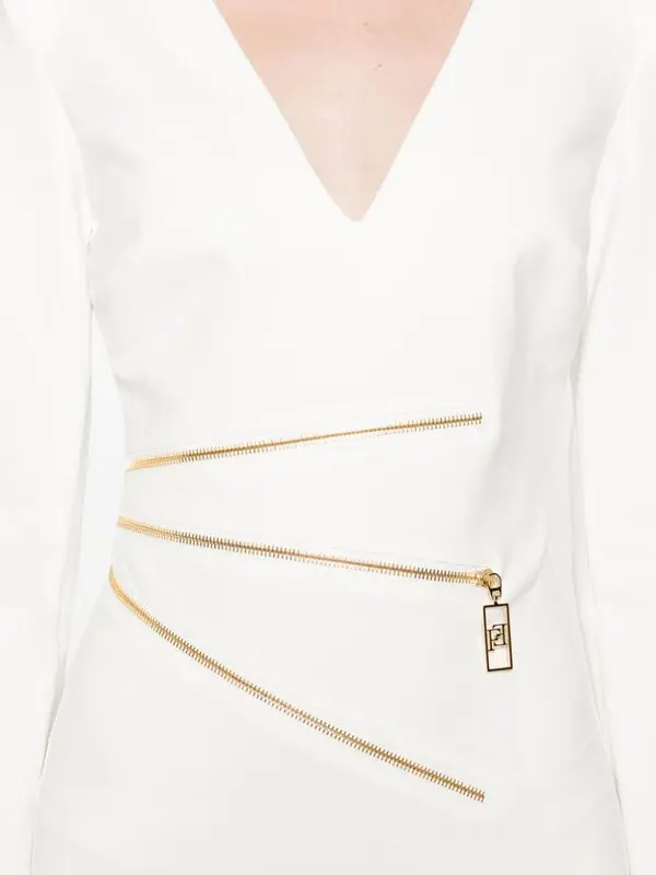 Elisabetta Franchi Zip-detailed Mini Dress - White | Editorialist