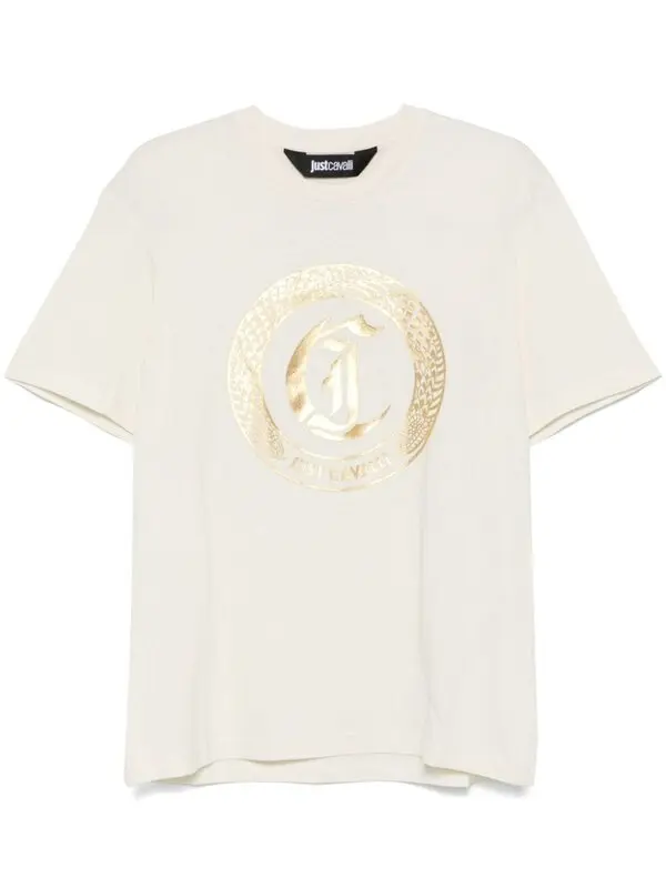 Just Cavalli Ghotic Logo-print T-shirt - Neutrals