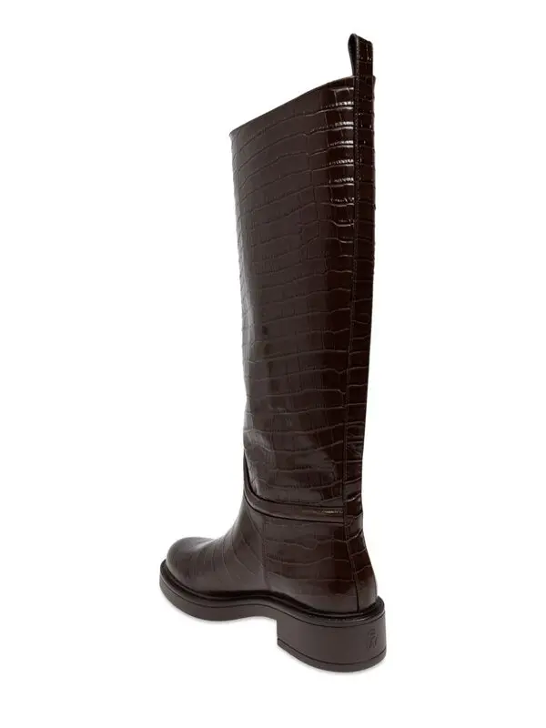 STUART WEITZMAN Crocodile-embossed Leather Boots